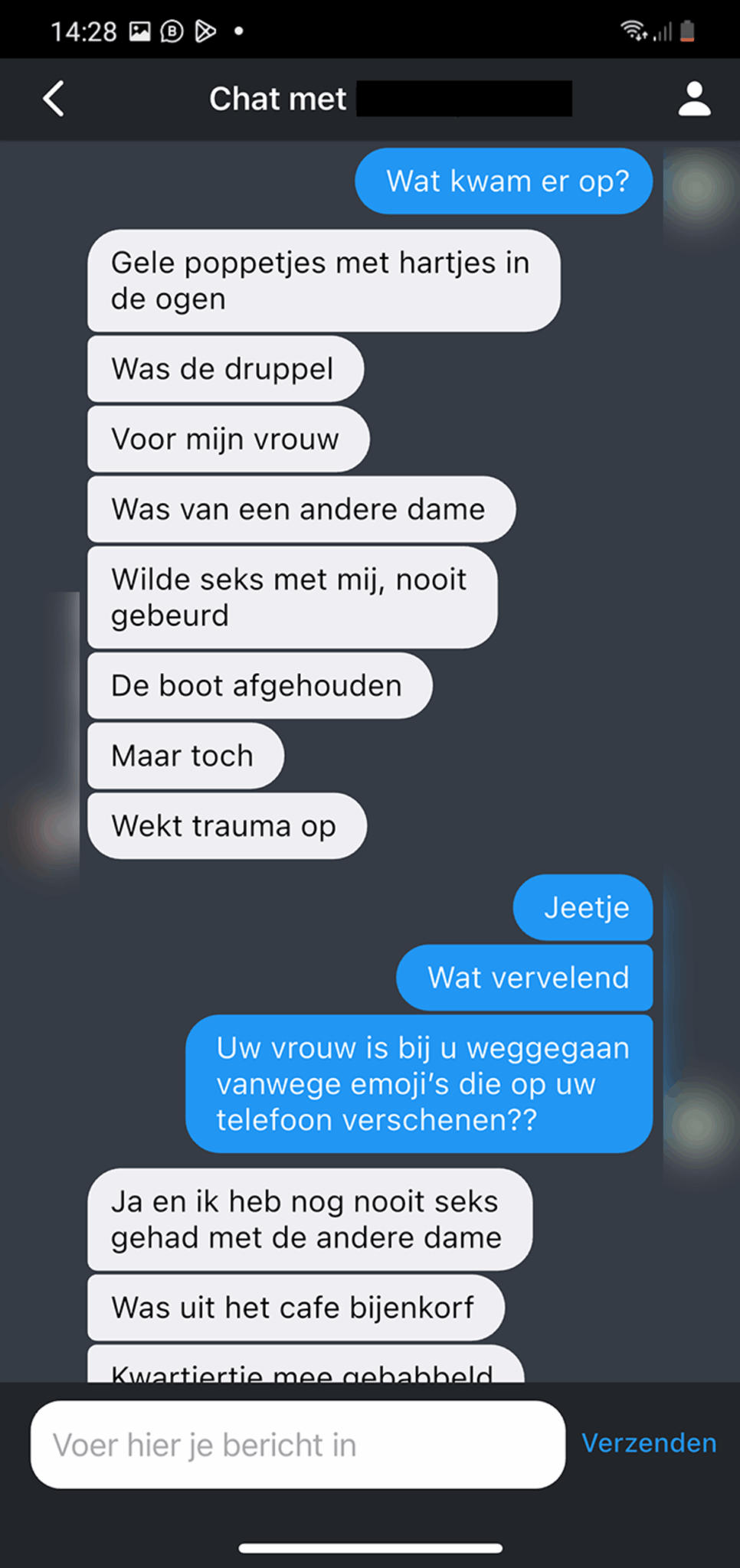 Gesprek met Wordfeud partner die het niet heeft op emoji's heeft een ...