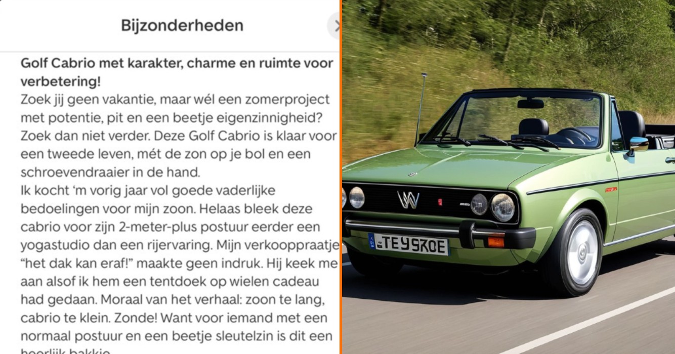 Advertentie voor niet al te beste Golf Cabrio op Autoscout gaat viral